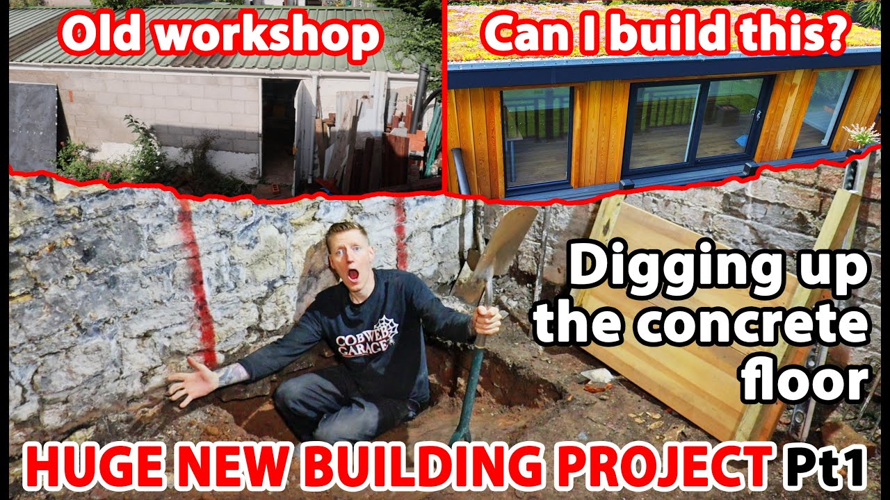 Old workshop redevelopment - Pt1. Floor cutting and digging up the old concrete slab. - YouTube