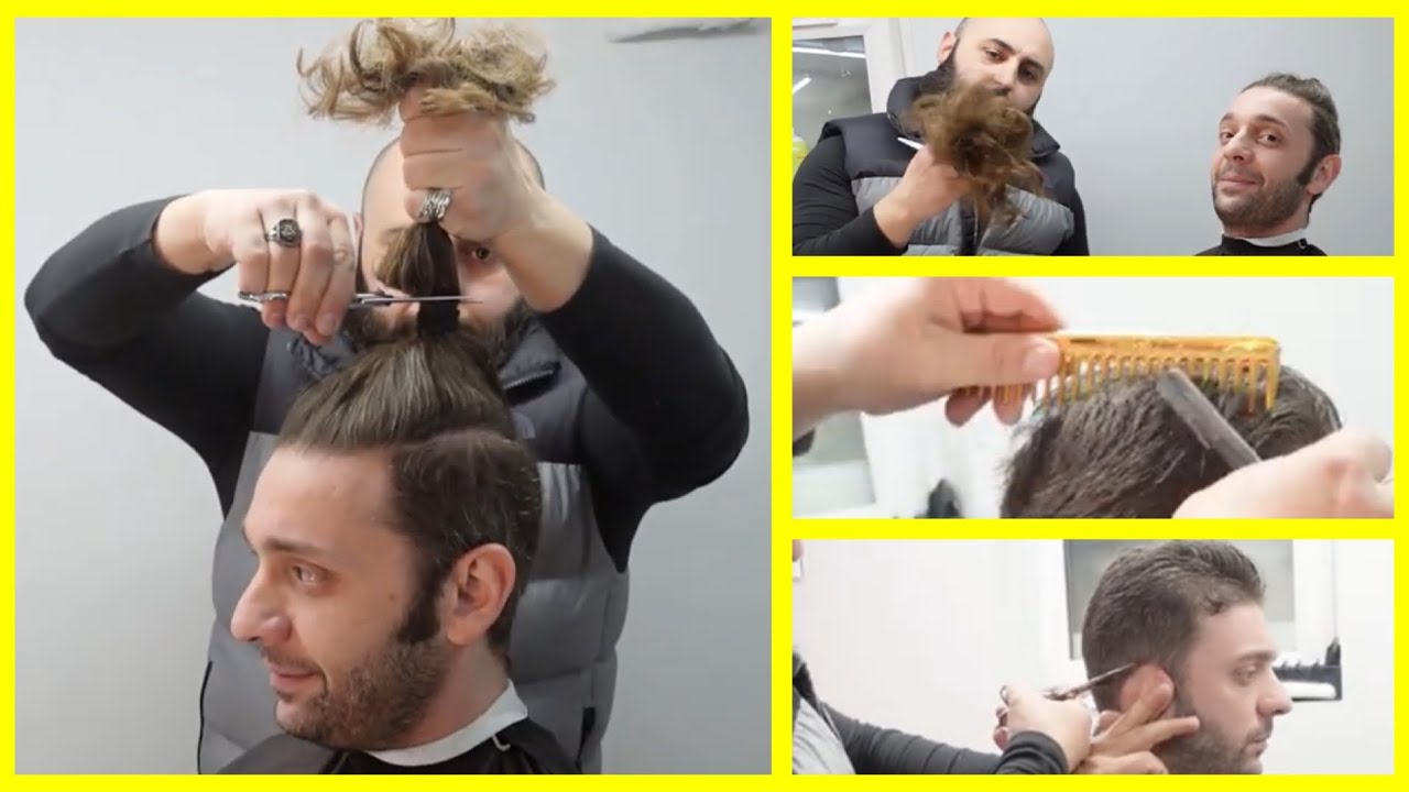 3 years after ponytail to short hair Cut HD Barber Turko - YouTube