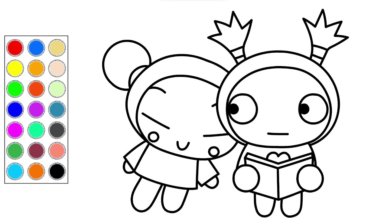 como dibujar y colorear a pucca y garu, dibujos para niños - YouTube