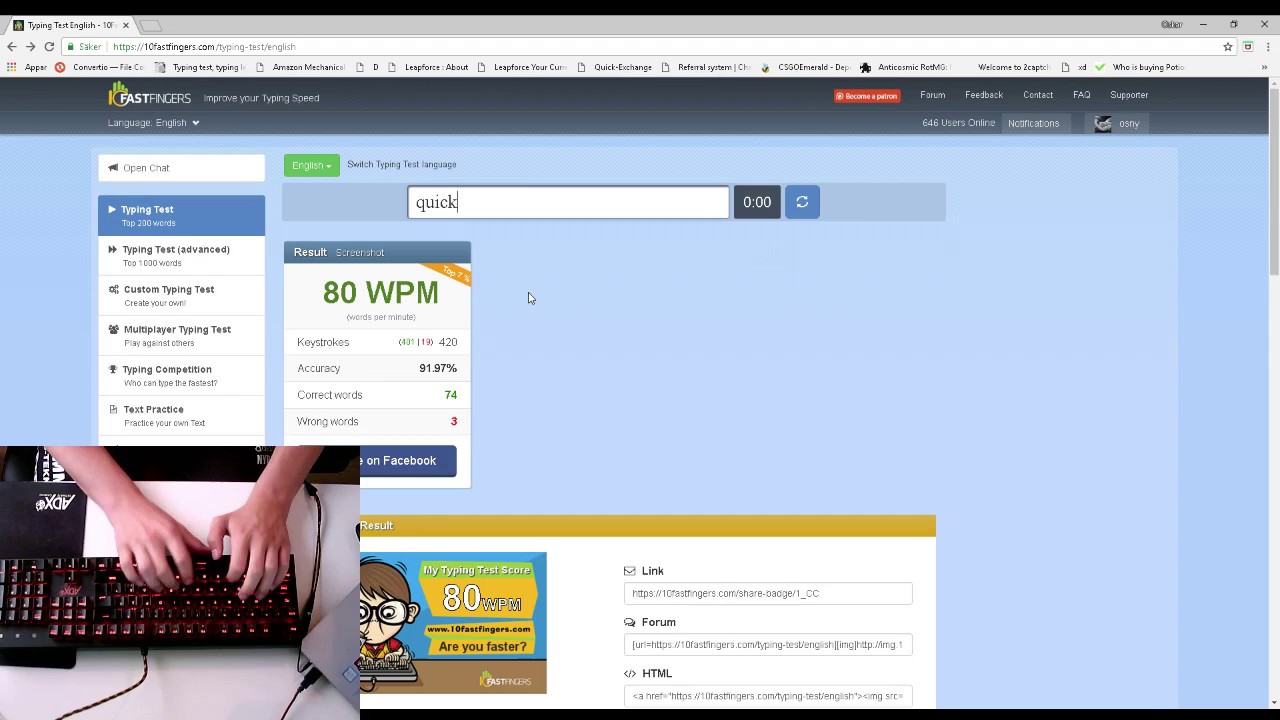 10 Fastfingers - 80WPM English - YouTube