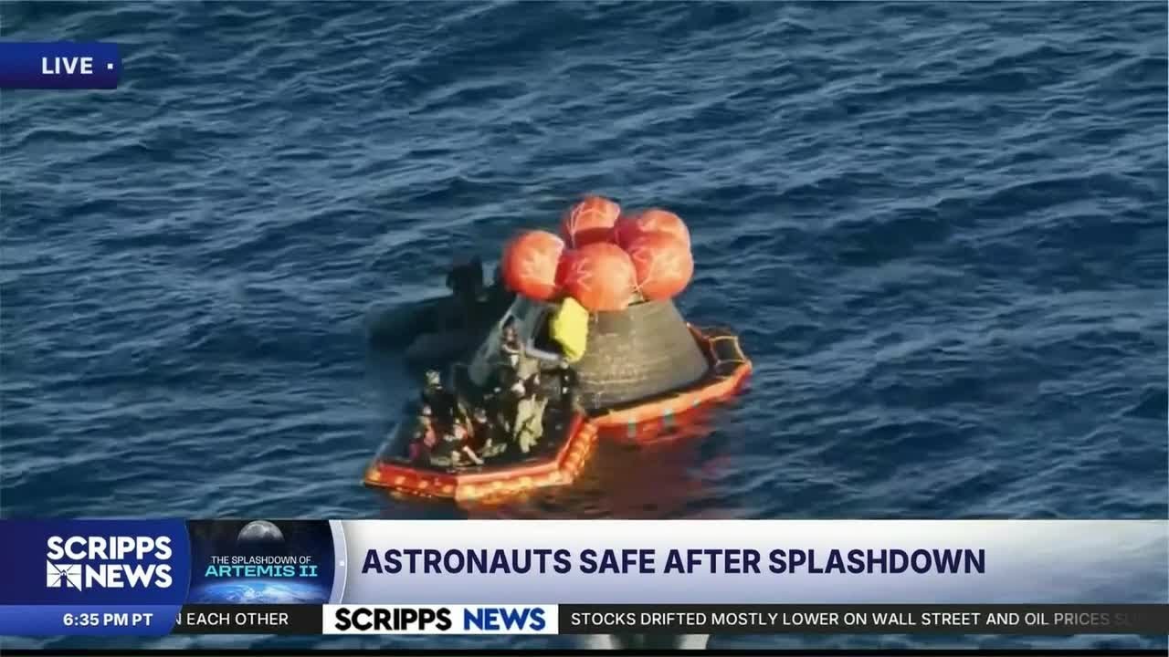 Artemis II crew members safely exit the capsule after splashdown - YouTube