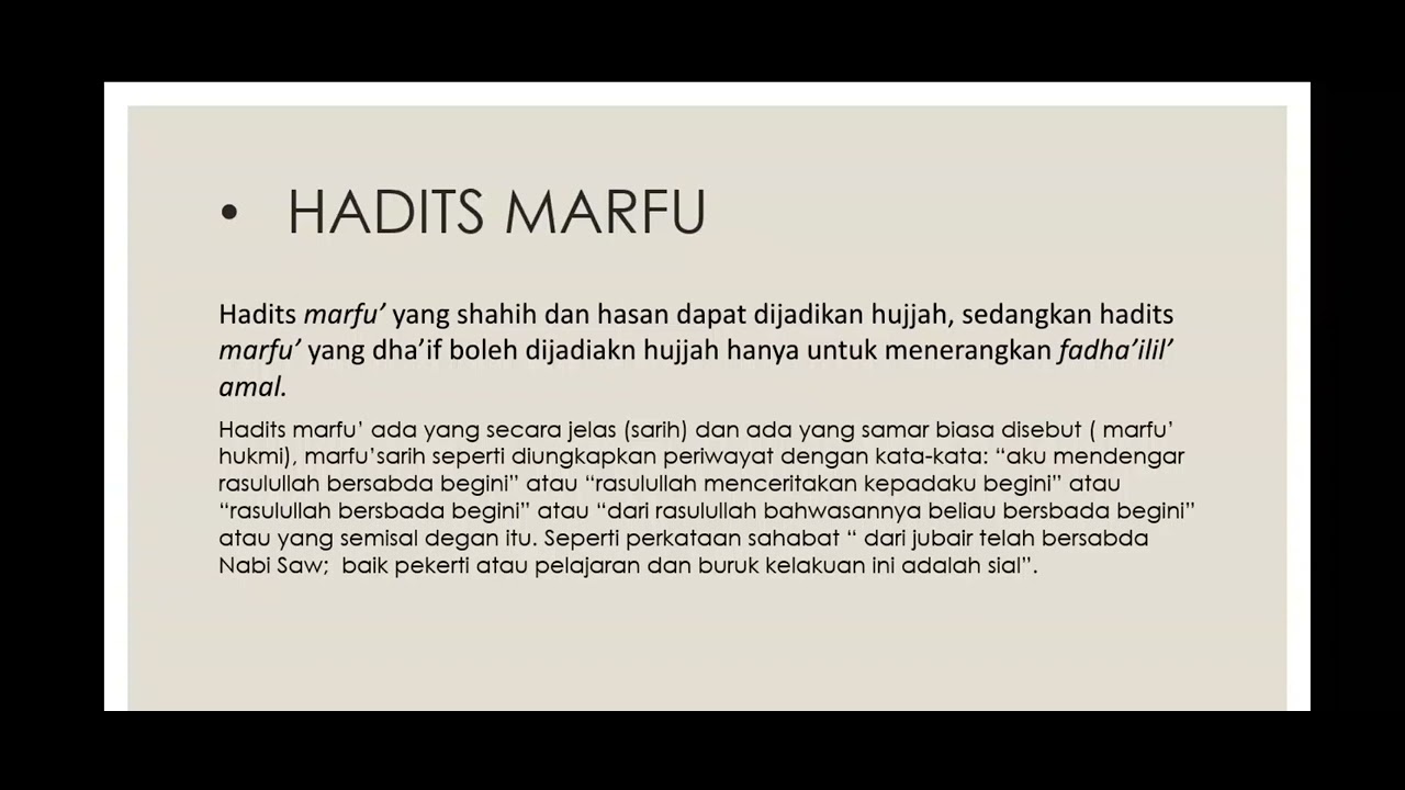 "Kedudukan hadits marfu mauquf dan maqthu dalam berhujjah" - YouTube