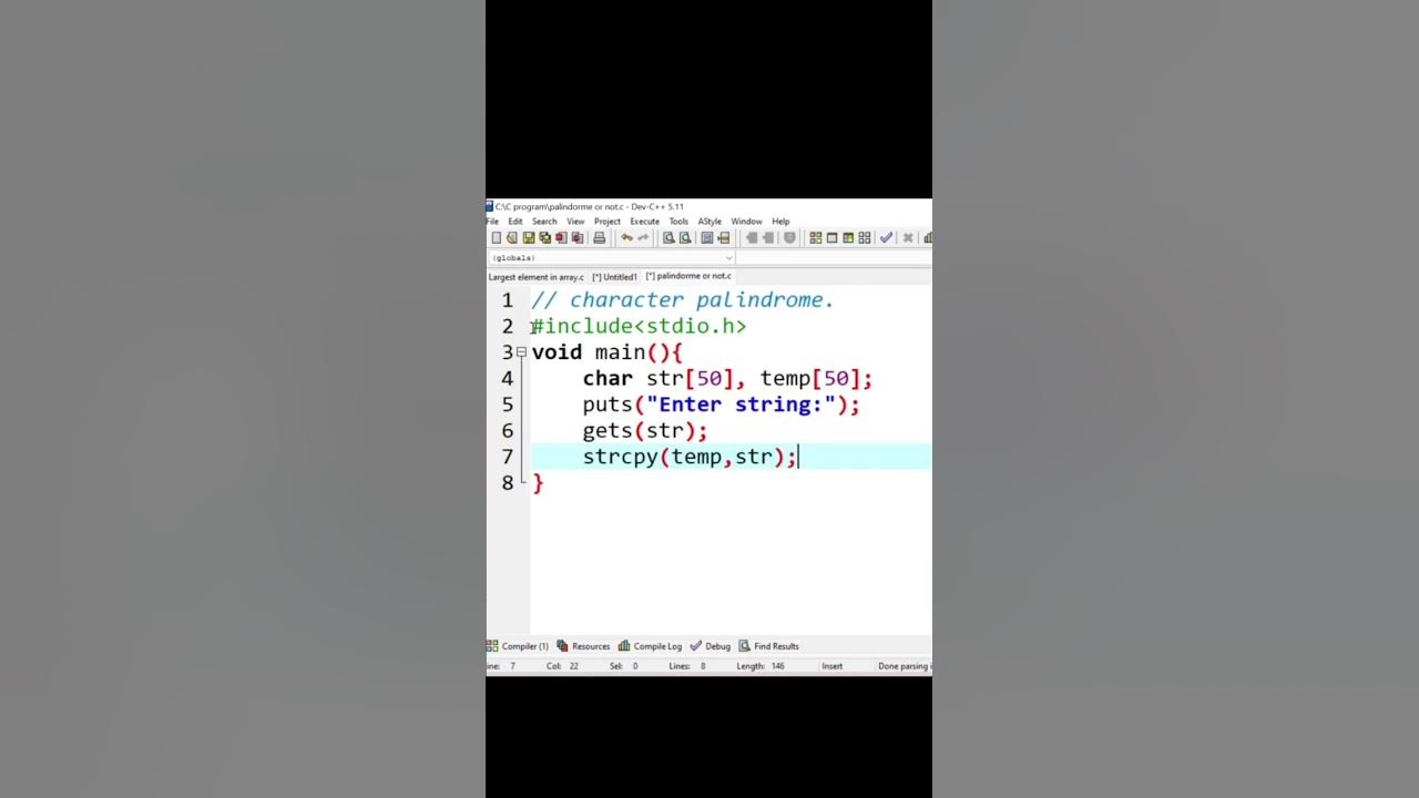 String Palindrome In C Language Coding Programming Clanguage Cprogram String Palindrome