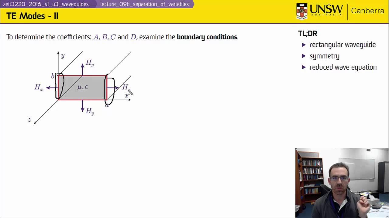 ZEIT3220 - Lecture 09b - Separation of Variables on Rectangular Waveguide - YouTube