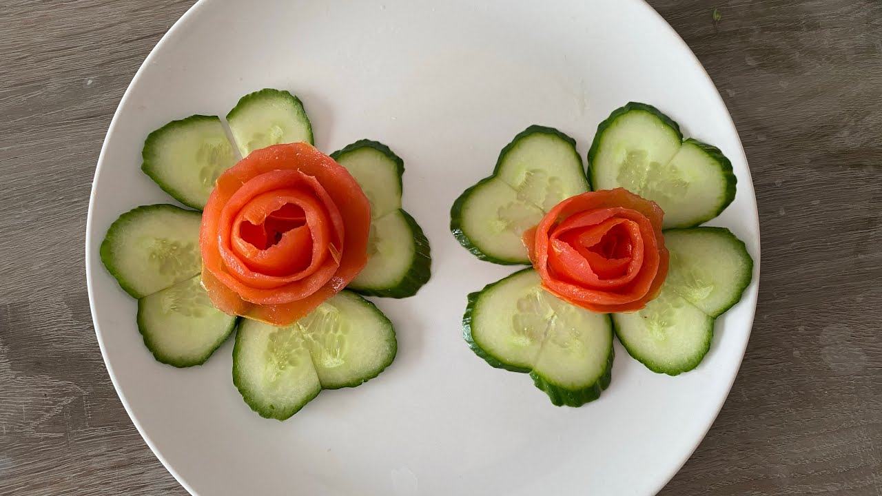 Super easy cucumber decoration - YouTube