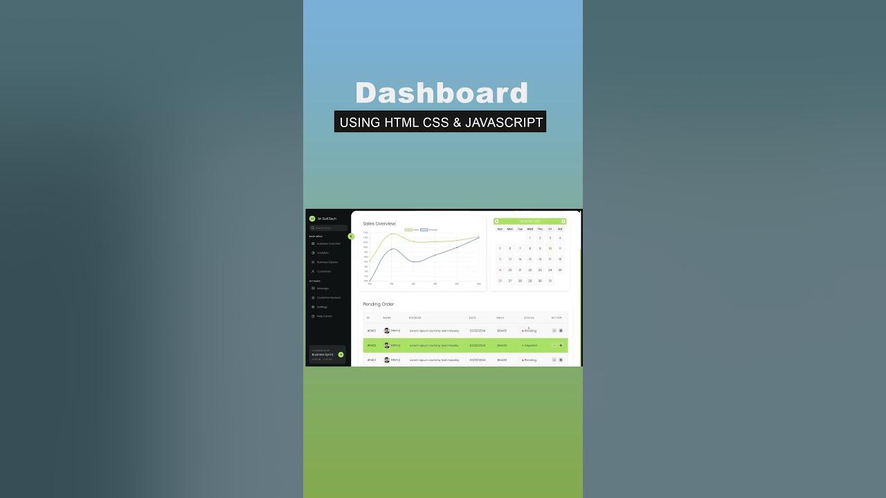 Admin Dashboard Page HTML And CSS Step By Step | Dashboard Design #shorts #shortsfeed #webdesign ...
