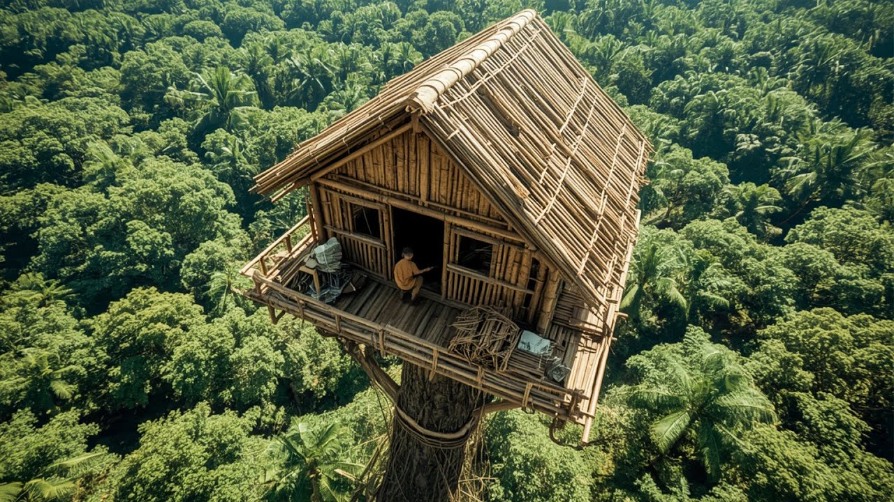 120 Days Tree Survival Challenge and Building a Shelter in Dangerous ...
