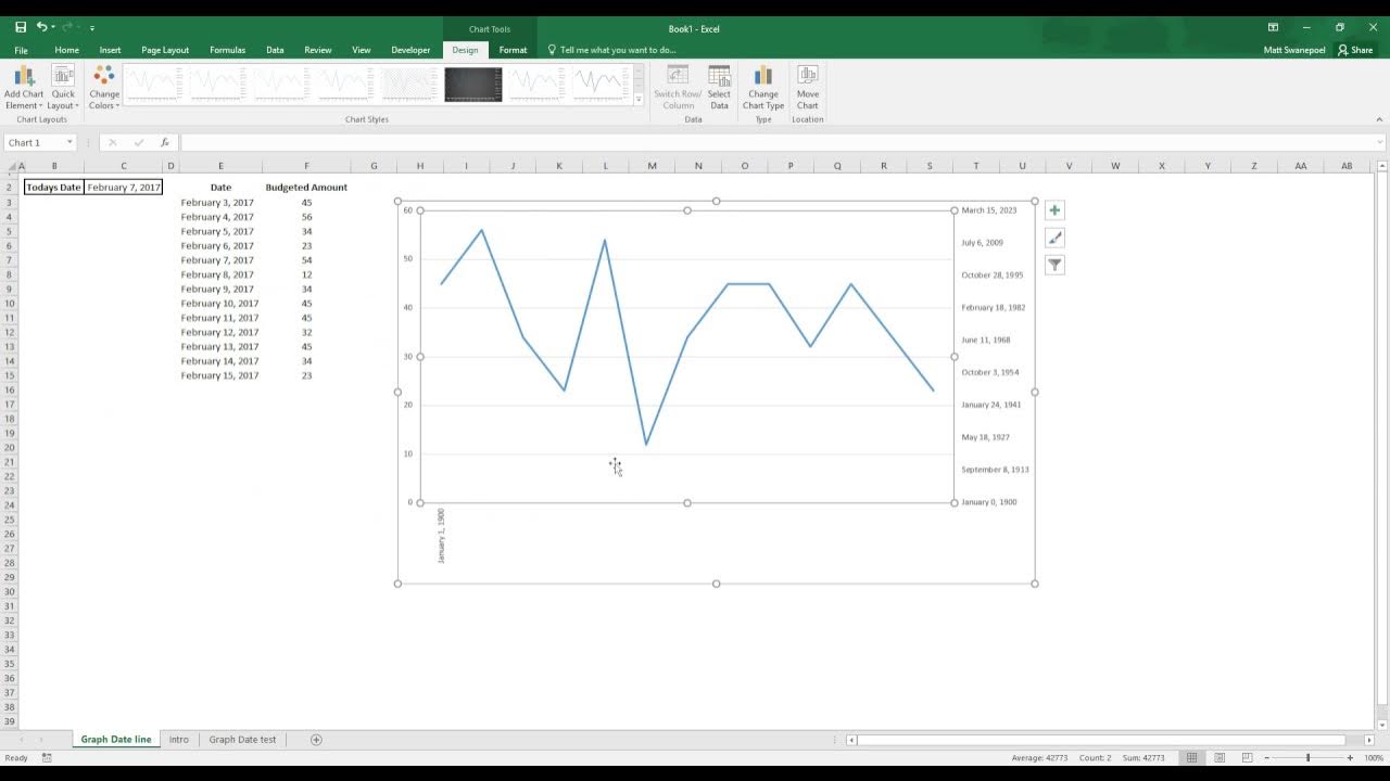 Excel Graph - Adding vertical date line. - YouTube