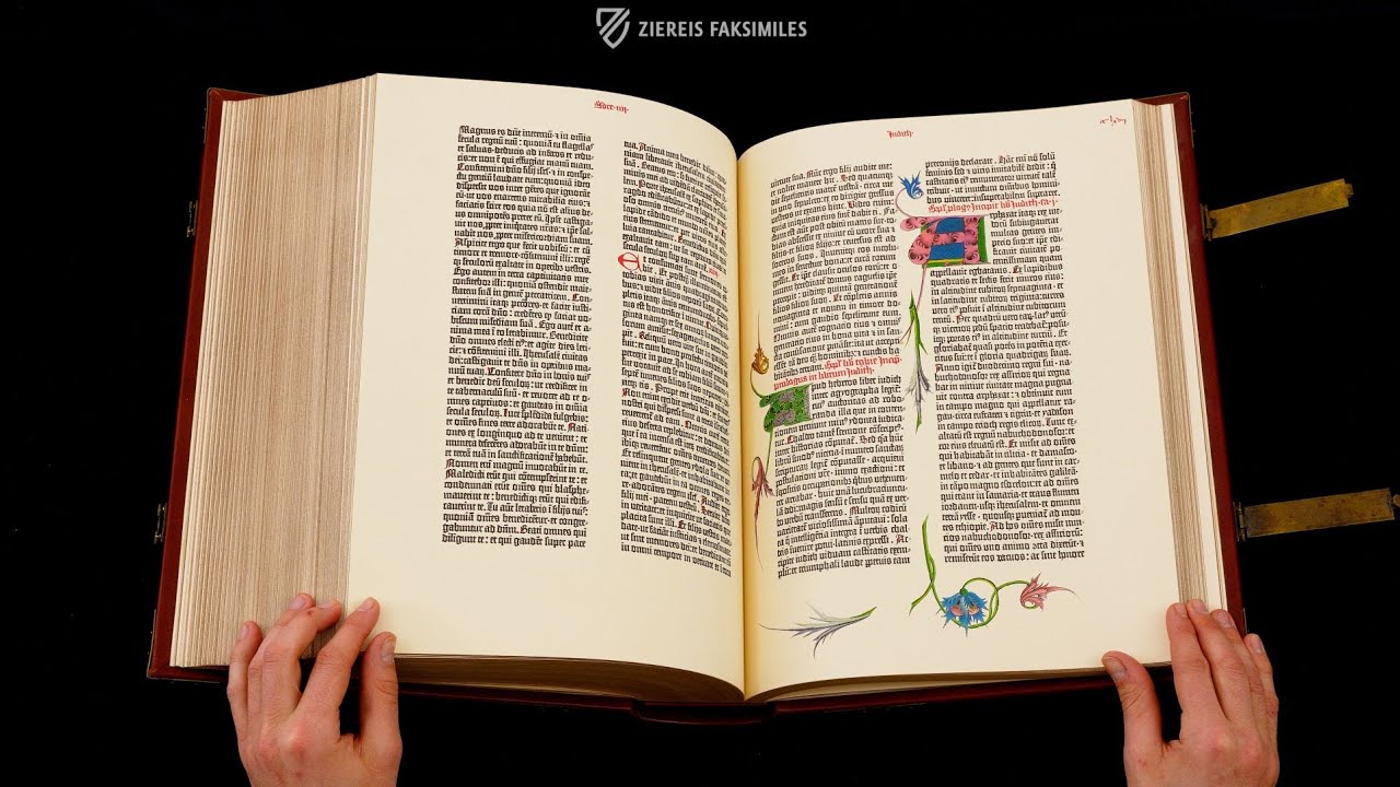 DIE GUTENBERG-BIBEL - 42-ZEILIGE BIBEL - Blättern im Faksimile (4k ...