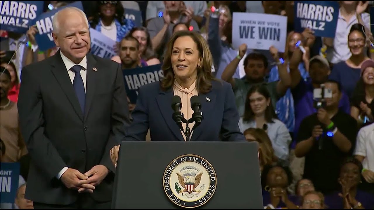 VP Kamala Harris, New Running Mate Tim Walz Hit Campaign Trail - YouTube