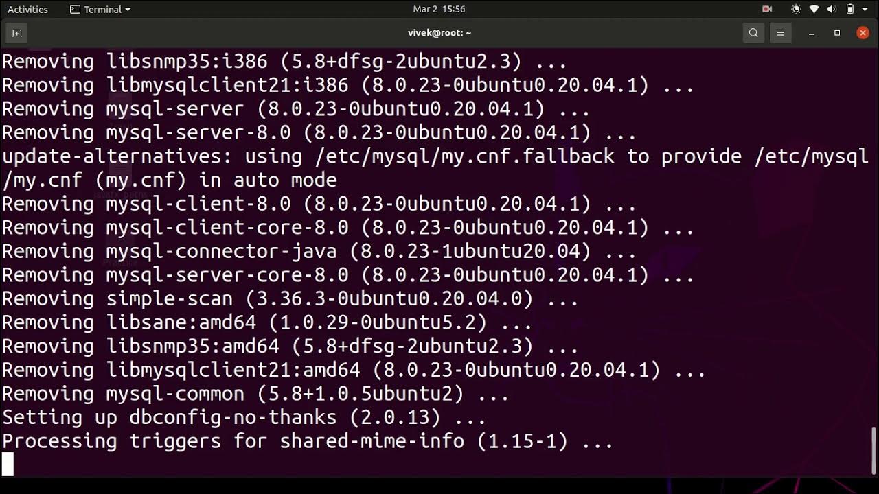Uninstall mysql from ubuntu - YouTube