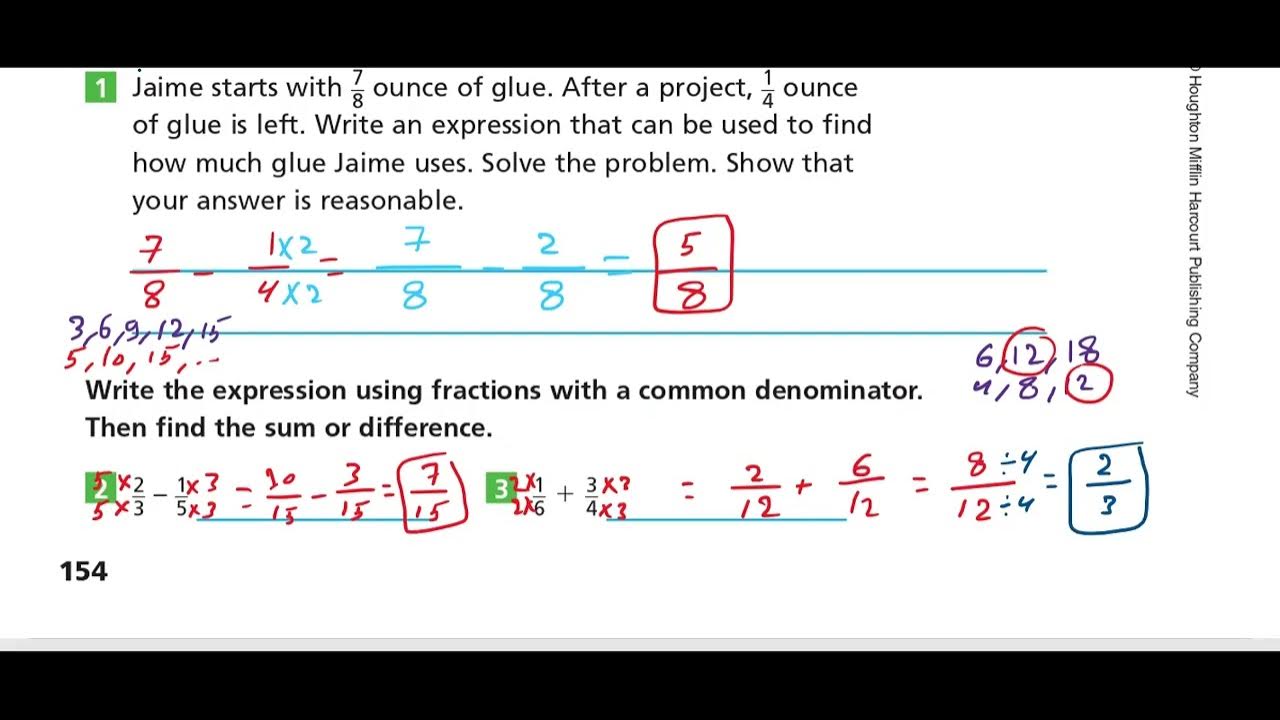 G5 -Into Math -T2-M7-L2- Assess Reasonableness of Fraction Sums and ...