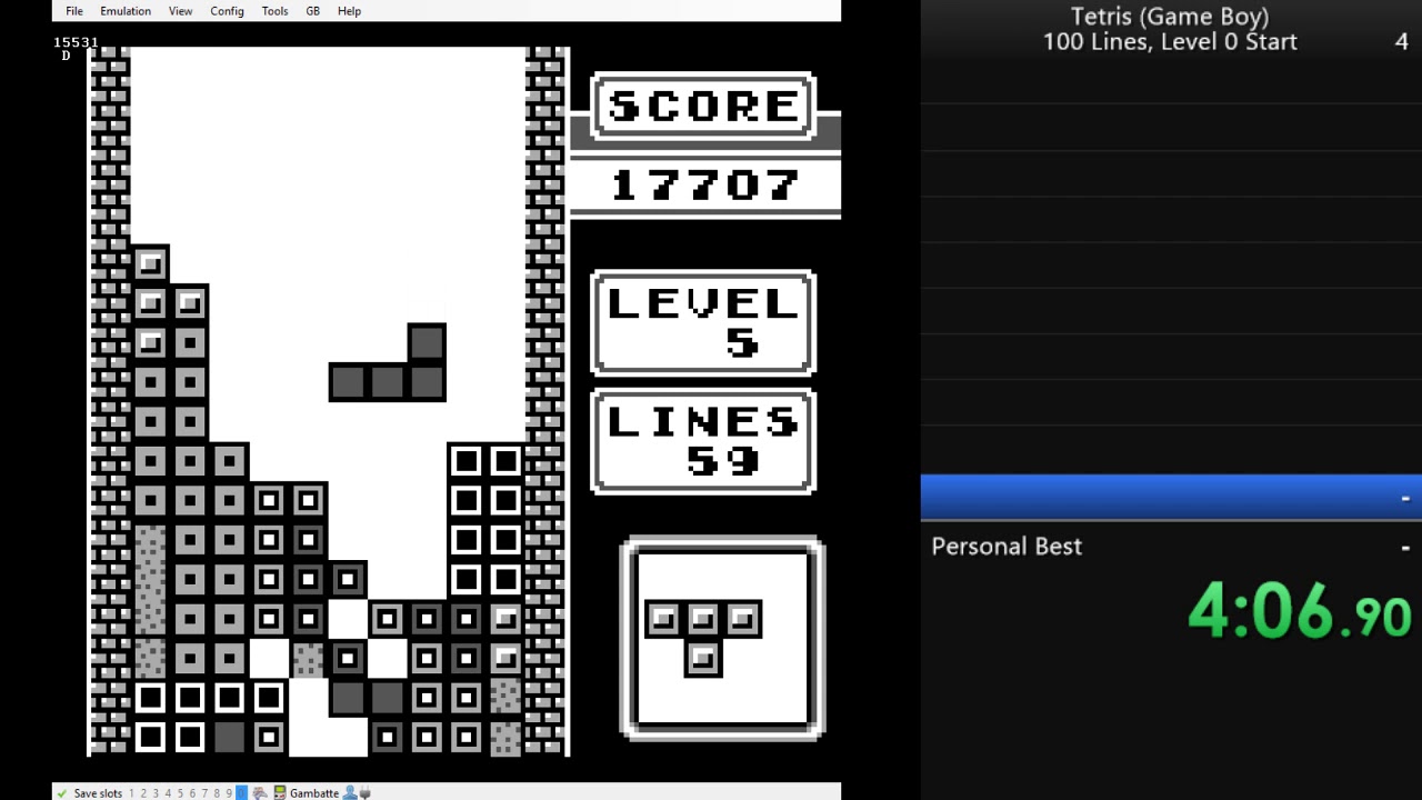 Tetris GB (100 Lines, Level 0) 6:36.09 - YouTube