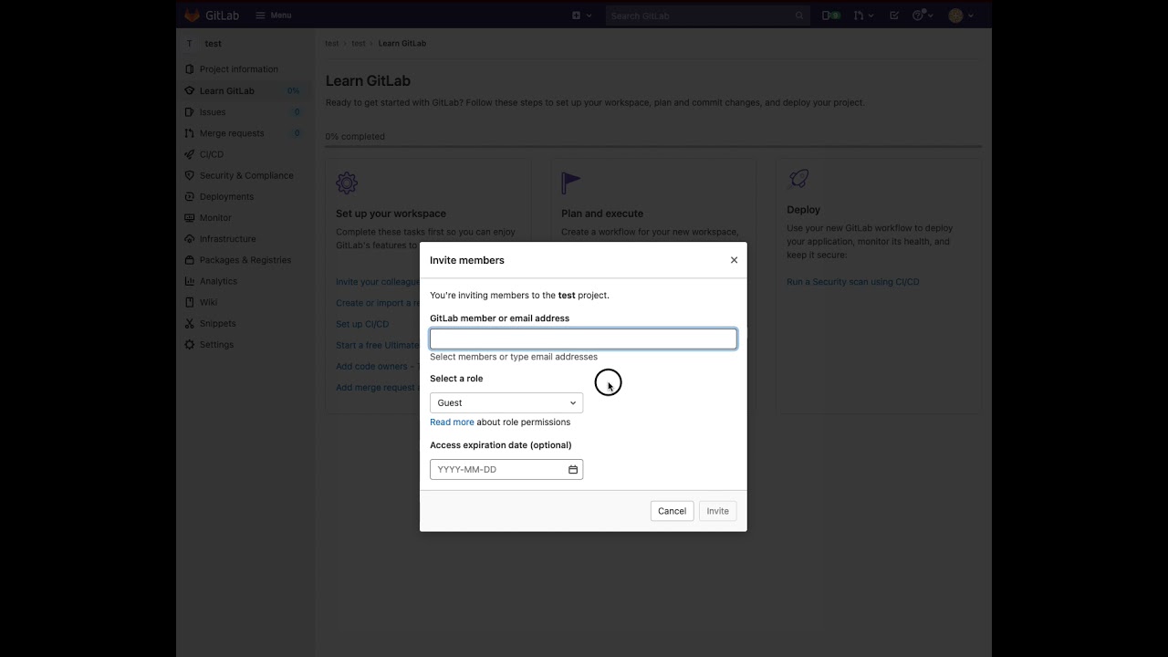 Invite Members For Tasks From Learn Gitlab Experiment Youtube