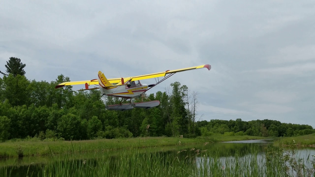 Aeronca Champ 7AC on floats, leaving a Canal. - YouTube