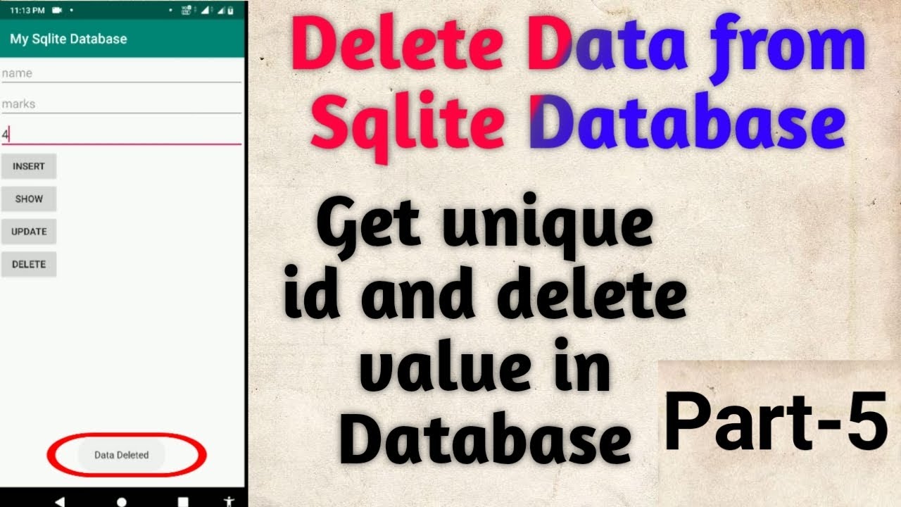 How To Delete Data From Sqlite Database Android Programming Youtube 7996
