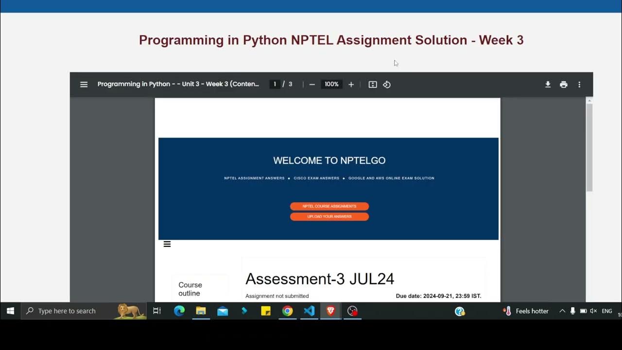 Programming in Python || WEEK- 3 || ASSIGNMENT - 3 || SOLUTION || NPTEL || JULY 2024 - YouTube