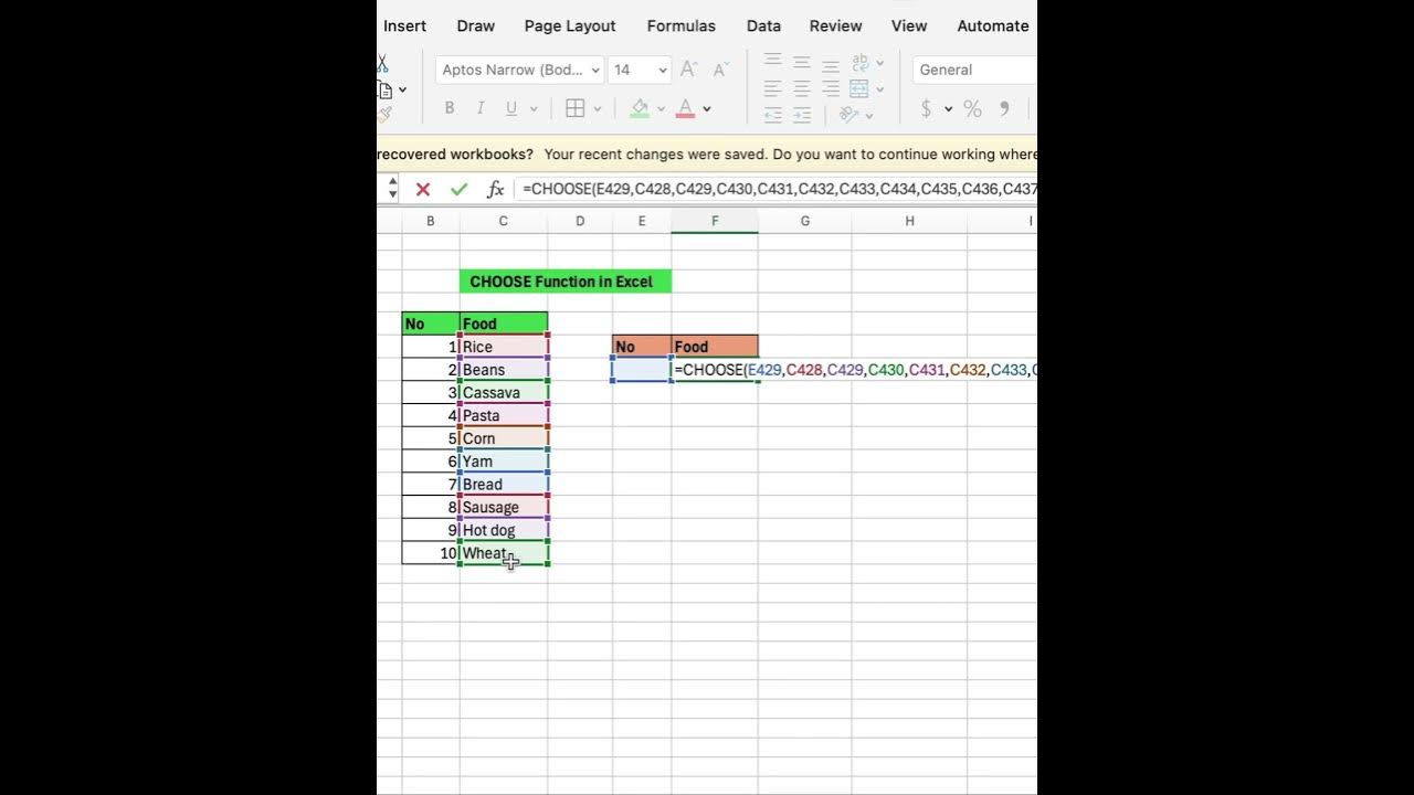 How to use CHOOSE Function in Excel #excel #exceltips #exceltutorial - YouTube