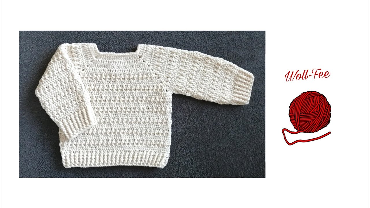 Babypullover häkeln Gr. 62/68, Schritt für Schritt Anleitung, andere Größen siehe Beschreibung ...
