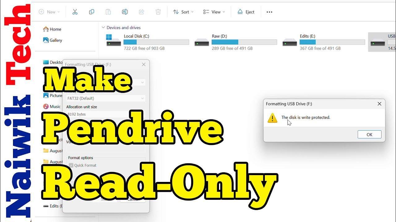 How to Create Readonly mode Pendrive - YouTube