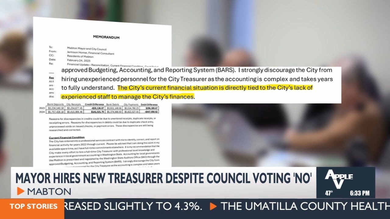 Mabton City Council rejected inexperienced city treasurer; Mayor Ruelas ...