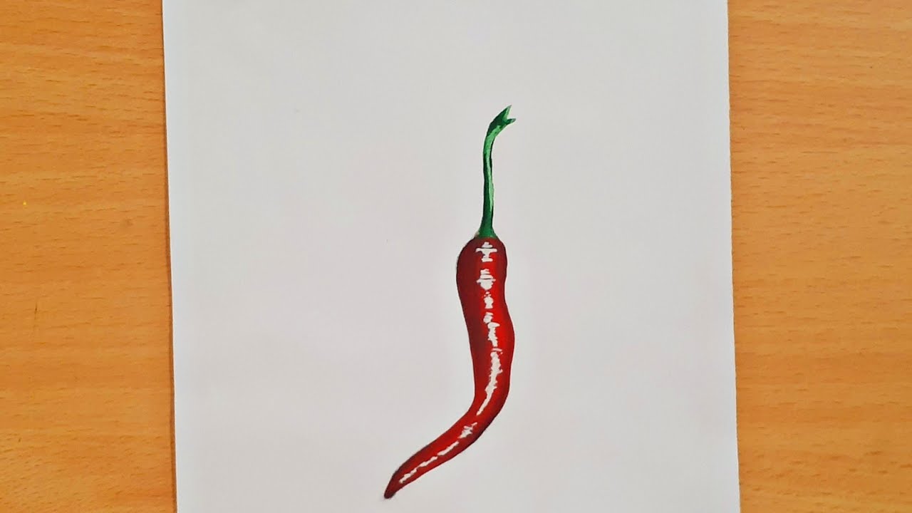 How to draw a chilli// lal mirchi sketch art//short video of red chilli ...