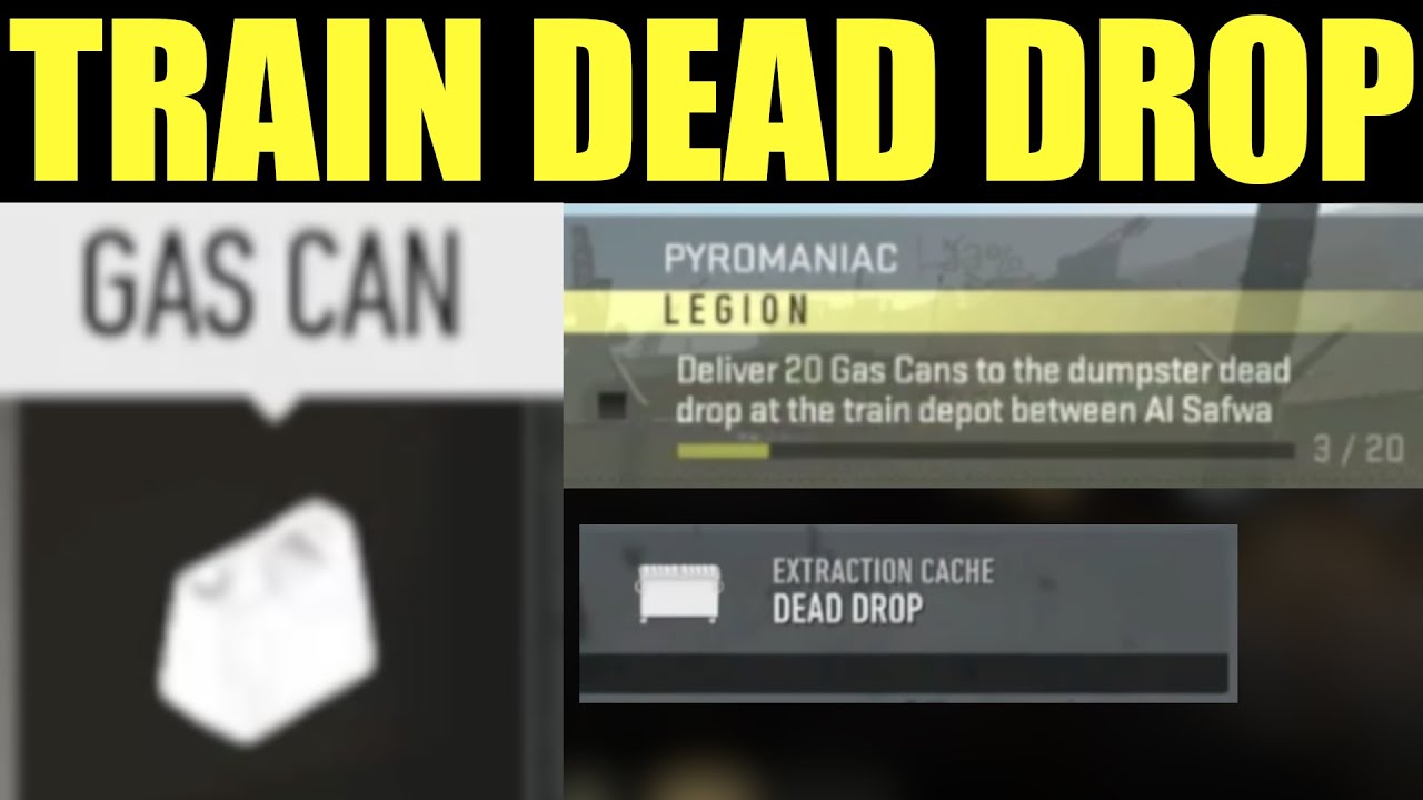 Deliver 20 gas cans to the dumpster dead drop at the train depot ...