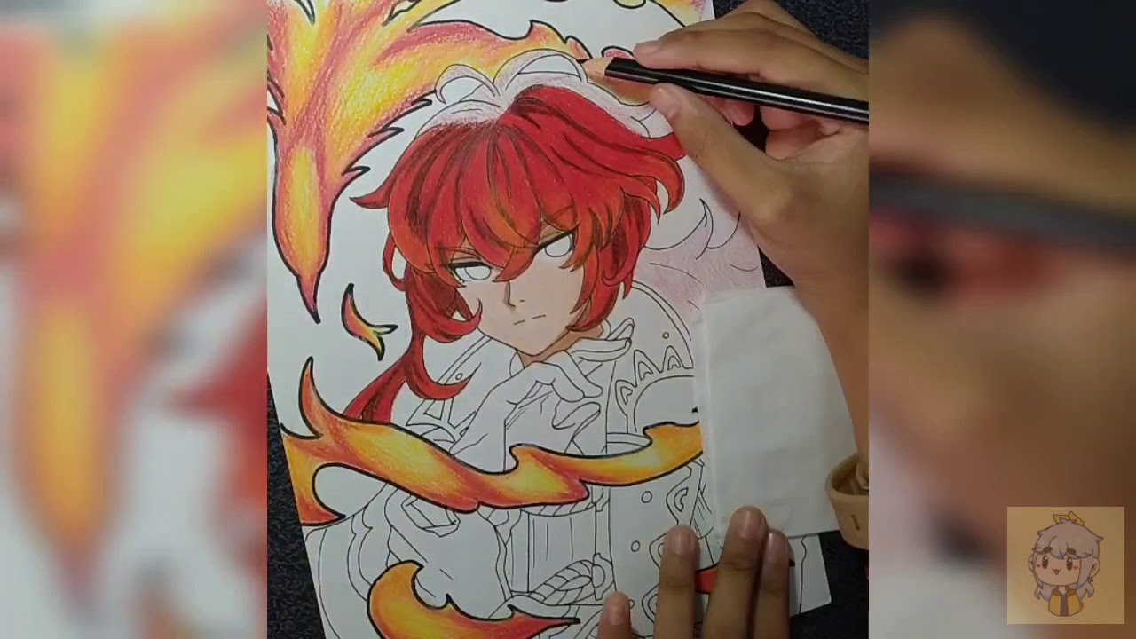 Speed Drawing | Diluc | From Genshin Impact - YouTube