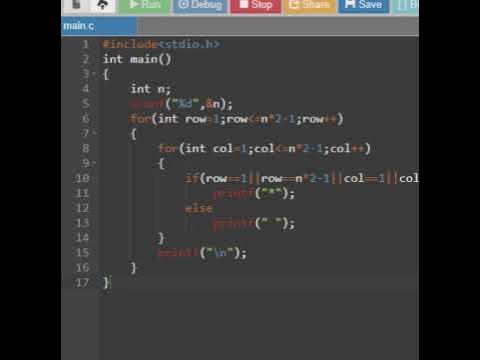 1.Hollow square or rectangle star pattern print in c programming - YouTube