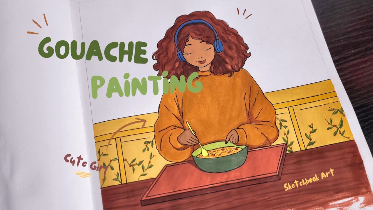 Gouache Painting | Cute Girl Sketchbook Art | Artist's Loft Jelly ...