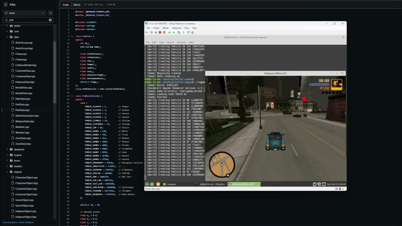 GTA 3 linux build in action (OpenRW source code) - YouTube