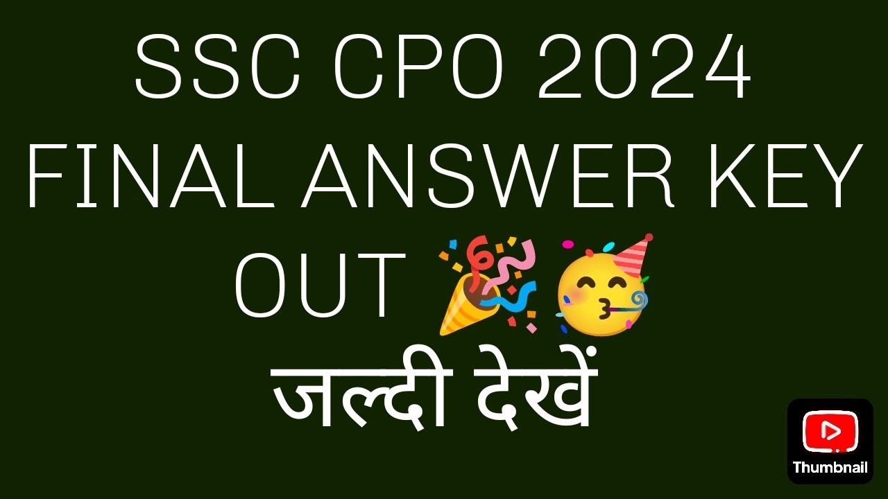 SSC CPO ANSWER KEY OUT🎉🥳 2024 - YouTube