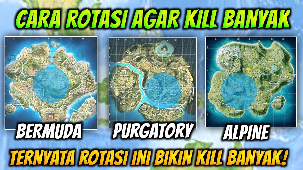 CARA ROTASI AGAR KILL BANYAK SOLO VS SQUAD DI SEMUA MAP ALA PRO PLAYER ...