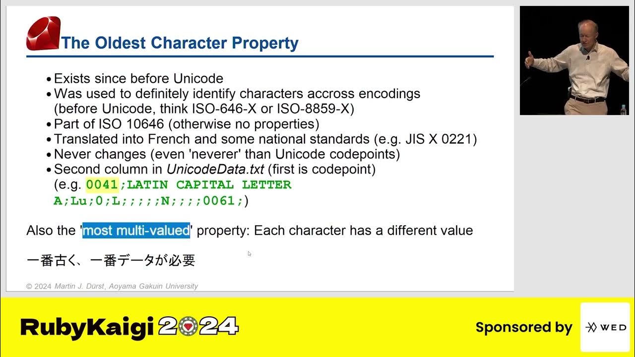 [EN] Squeezing Unicode Names into Ruby Regular Expressions / Martin J. Dürst @duerst - YouTube