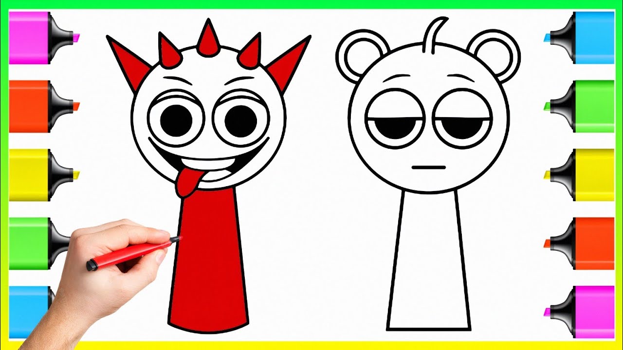 Coloring Fun Sprunki - Raddy and Sky Drawing Incredibox Sprunki ...