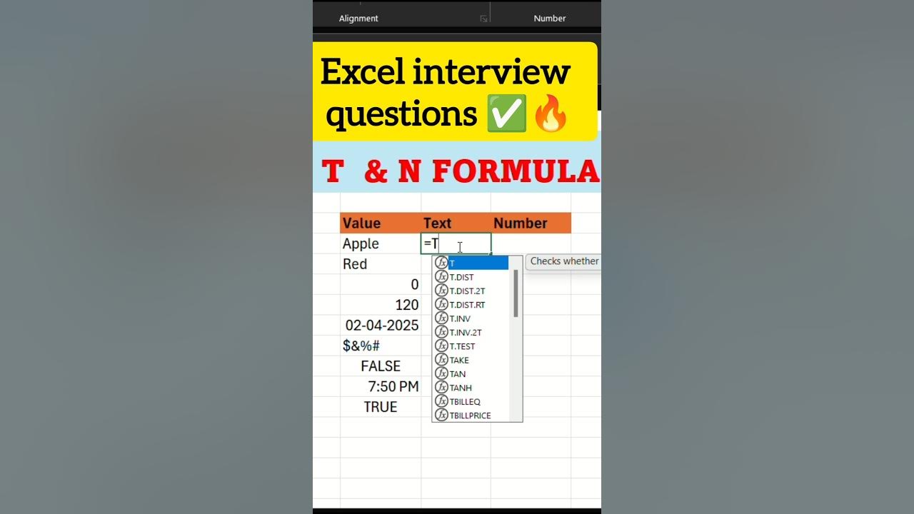 T & N formula in Excel| Excel #excel #exceltutorial #shorts #tips #interview #microsoftexcel ...