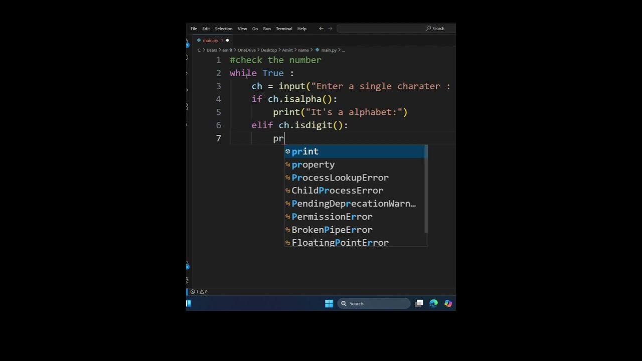 Check the number is alphabet or digit or other in python code.#shorts #coding #python - YouTube
