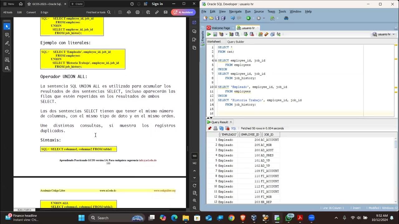 Oracle SQL - JOINS - Operadores de Conjuntos, Manipulando Datos y ...