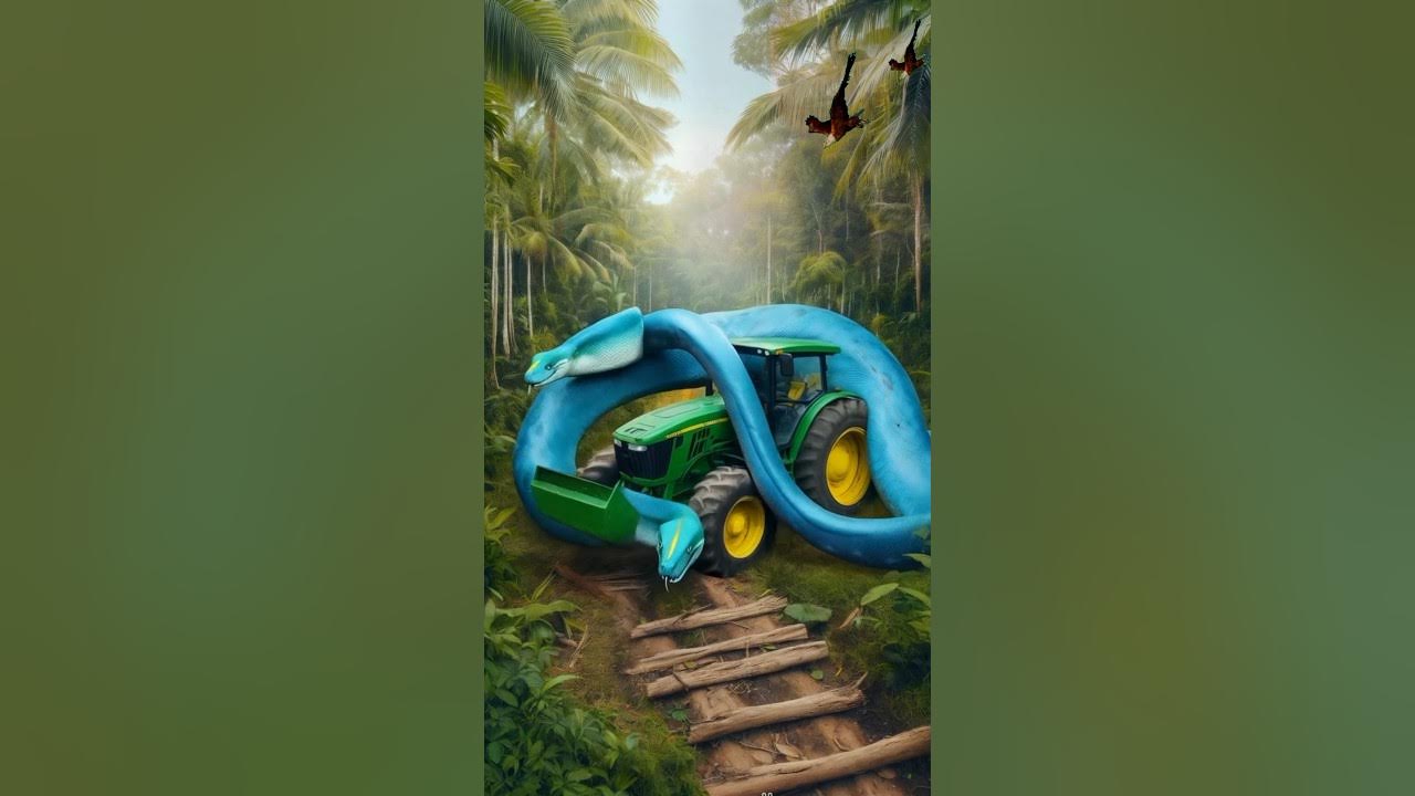 In Amazon jungle | Jhon deere Tractor attack blue PYTHON #travel # ...