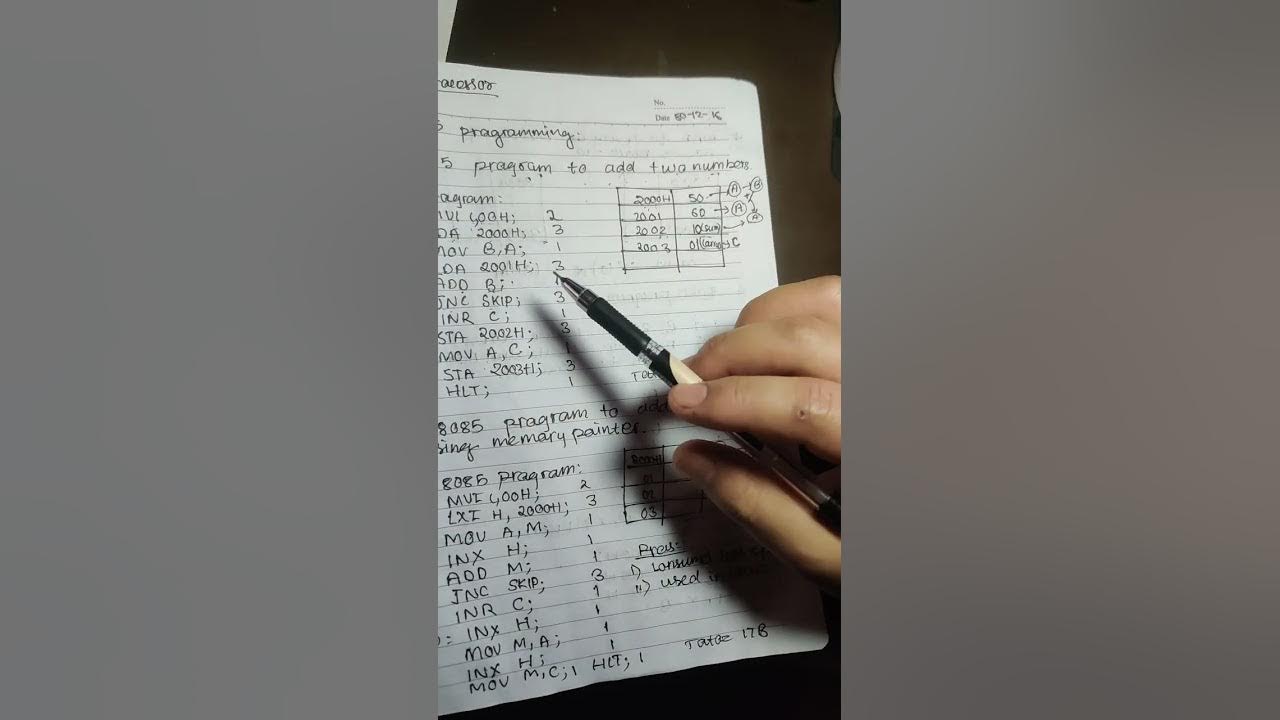 8085 program to add two 8-bit numbers. - YouTube