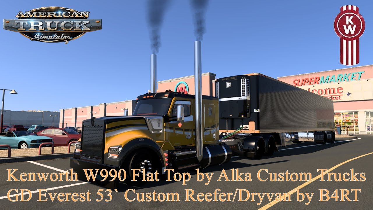 (ATS 1.52)Kenworth W990 Flat Top by Alka Custom Trucks + GD Everest 53 ...