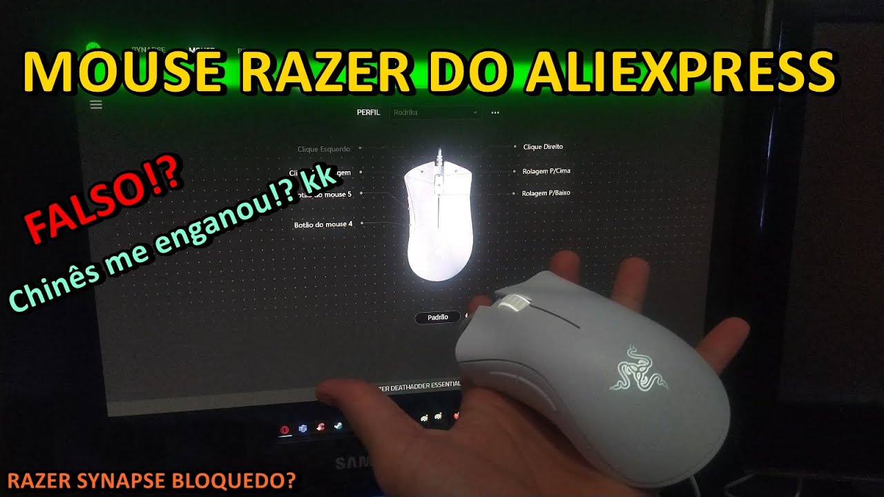 MOUSE RAZER ESSENTIAL DO ALIEXPRESS, FALSO!? RAZER SYNAPSE BLOQUEADO ...