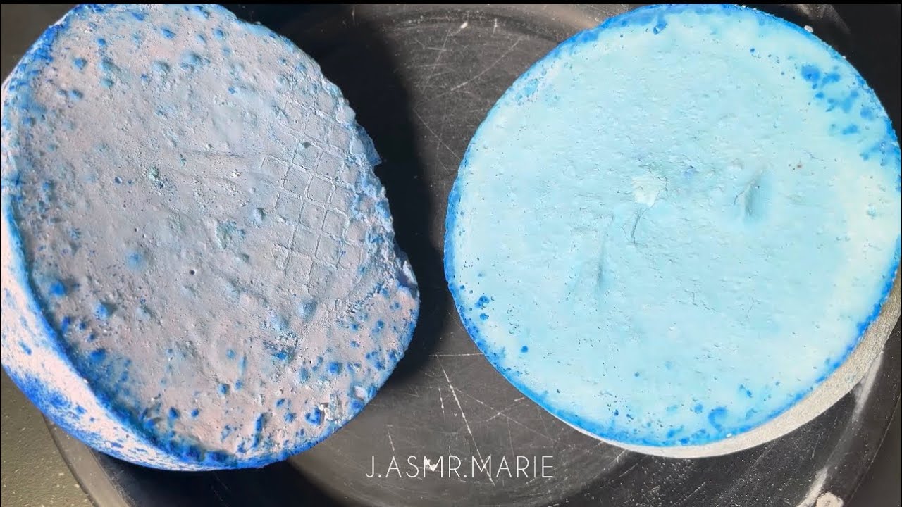 Giant blue gym chalk cornstarch sandwich - #asmr - YouTube