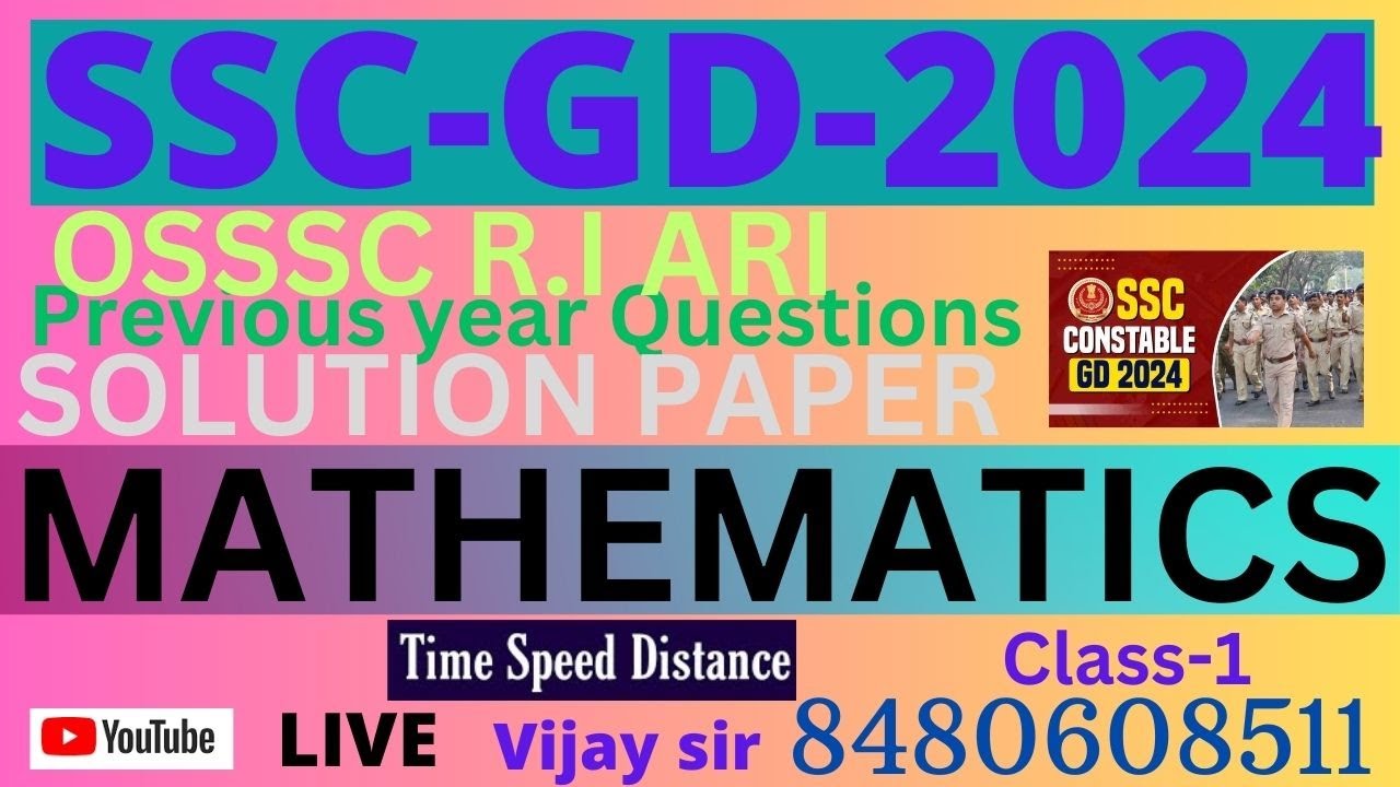 Time Speed Distance -1 Arithmetic SSC GD RAILWAY ALP TECHNICIAN GROUP D ...