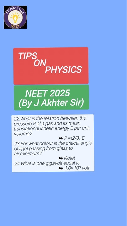 Tips on Physics to solve NEET Physics MCQs by J Akhter Sir#neetphysics#youtubeshorts - YouTube