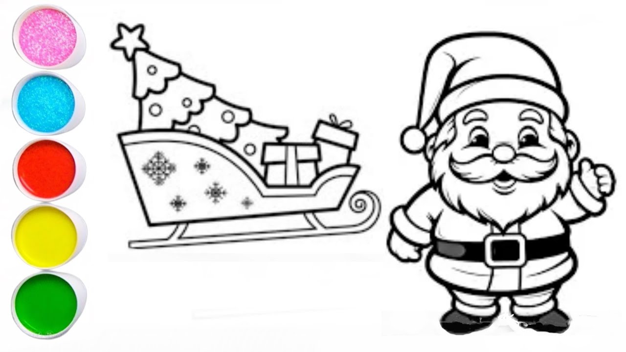 How To Draw Santa's Sleigh Step By Step, Cute Santa Claus Drawing for ...