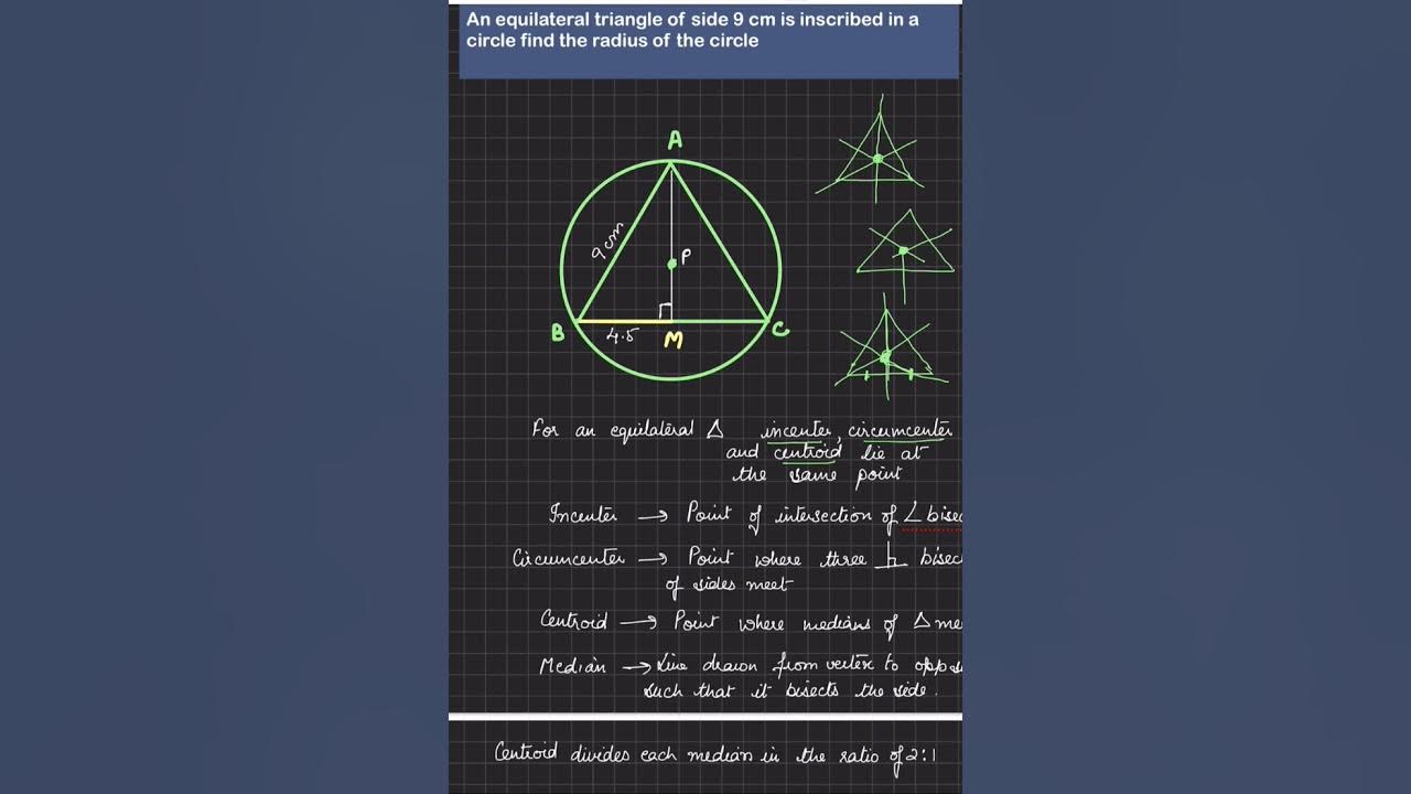 Equilateral triangle inscribed in circle - YouTube