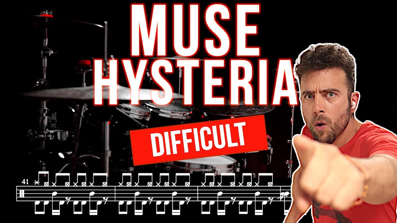 Muse - Hysteria - Drum cover (with scrolling drum score) - YouTube