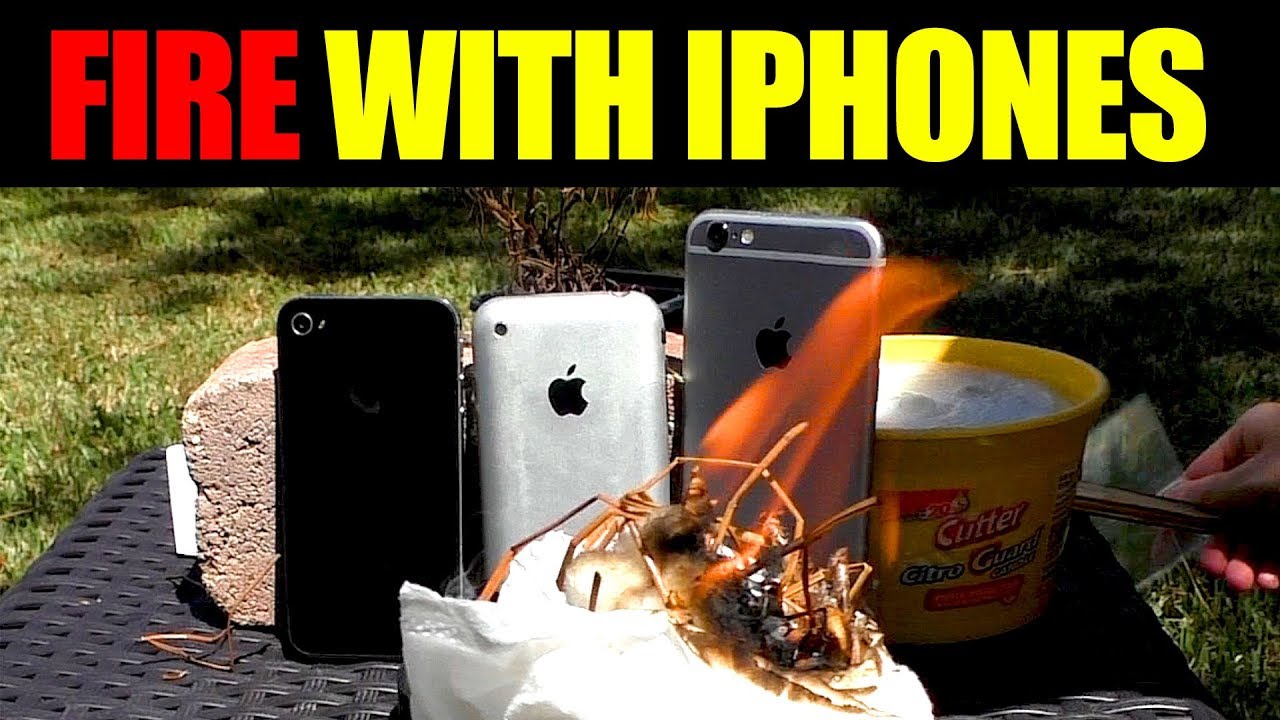 MAKE FIRE FROM 3 IPHONES! with reflected sun beam! FIRST IN THE WORLD ...