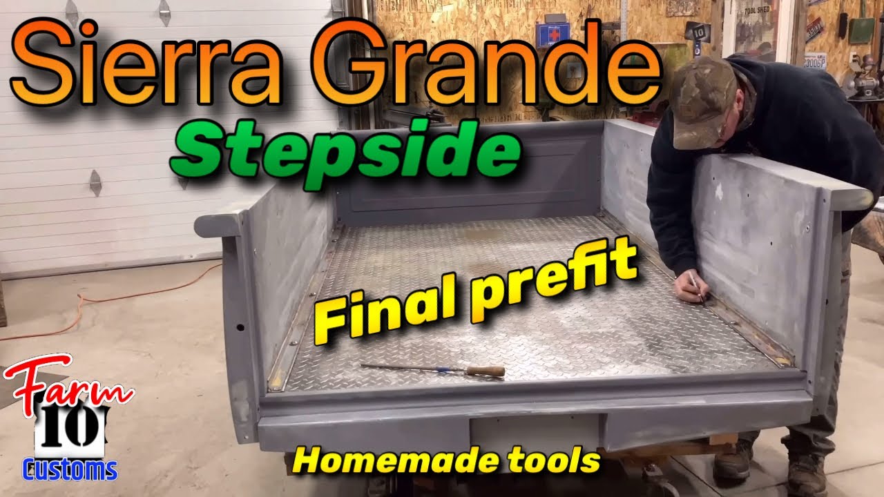 Final fitment of stepside floor, tailgate and home made tools DIY - YouTube